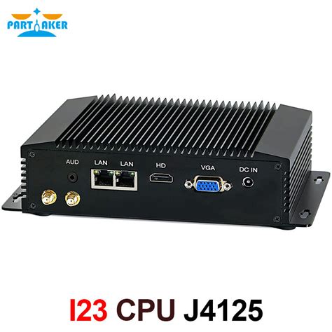 Partaker I23 인텔 셀러론 J4125 산업용 미니 Pc 2 Lans 2 Com Rs232 견고한 금속 데스크탑 컴퓨터