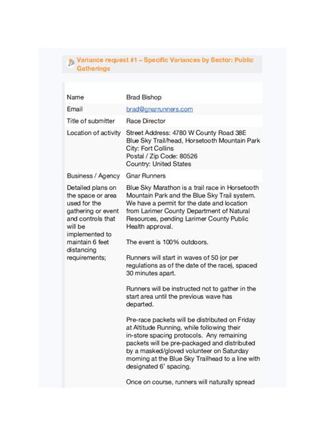 Fillable Online Guide Preparing A Variance Request Fax Email Print
