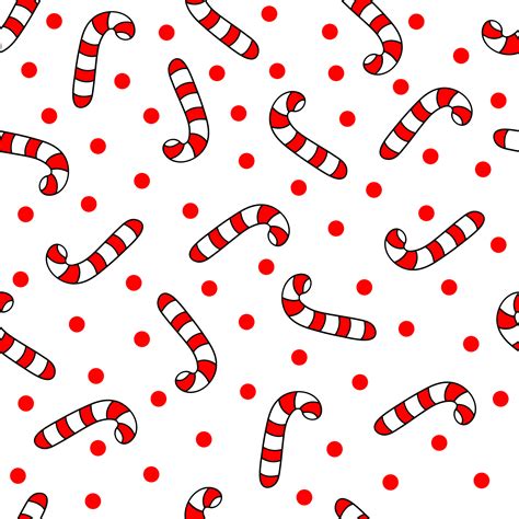 Seamless Pattern With Candy Cane Vector Illustration Christmas