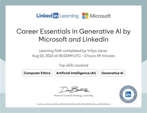 Securing Skills Earning A Certificate In Generative Ai By Vrilya