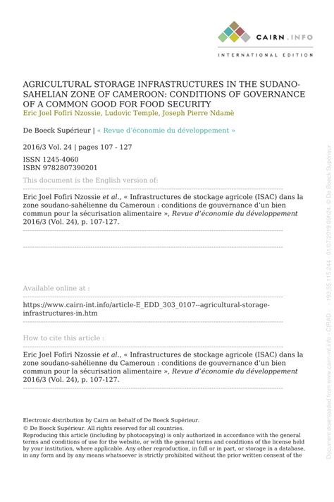 Pdf Agricultural Storage Infrastructures In The Sudano Sahelian Zone