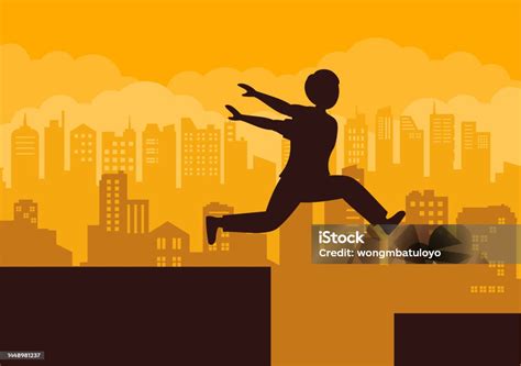 젊은 남자들이 도시 거리와 건물의 벽과 장벽을 뛰어 넘는 파쿠르 스포츠 플랫 만화 손으로 그린 템플릿 그림 거리에 대한 스톡 벡터 아트 및 기타 이미지 Istock