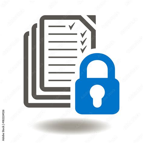 Files Lock Icon Vector Cyber Data Security Illustration Sheets Of