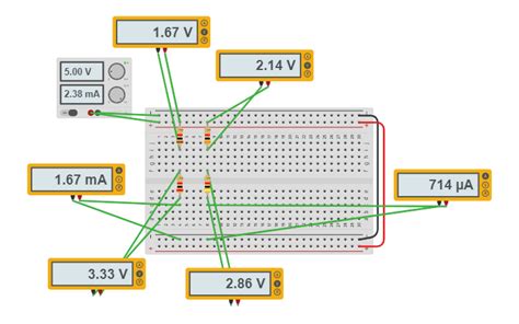 Circuit Design Parallel With Two Loops And Four Resistors Tinkercad
