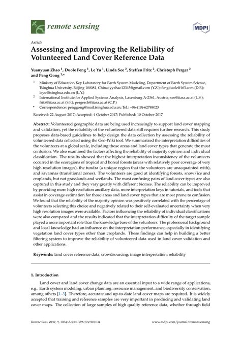 Pdf Assessing And Improving The Reliability Of Volunteered Land Cover Reference Data