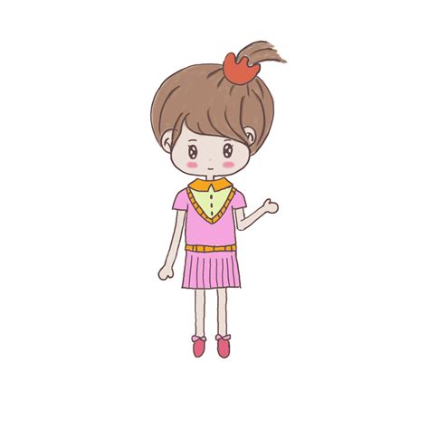 땋 은 머리 핀 귀여운 일러스트 소녀 분홍색 스커트 핸드 드로잉 만화 아름다운 만화 장식 패턴 Png 일러스트 및 Psd 이미지 무료 다운로드 Pngtree
