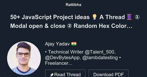 50 Javascript Project Ideas 💡 A Thread 🧵 المسلسل من Ajay Yadav 🇮🇳