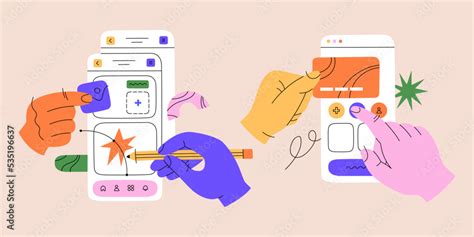 Hands Working On Creating Interfaces For Websites And Mobile App Ux Ui