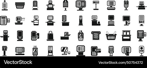 Self Service Checkout Icons Set Simple Royalty Free Vector