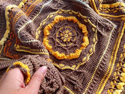 Textured Crochet Afghanblanket Pattern Caramel Chocolate Etsy