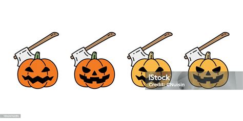 호박 할로윈 벡터 아이콘 도끼 로고 기호 만화 캐릭터 으스스한 낙서 유령 일러스트 디자인 계절에 대한 스톡 벡터 아트 및 기타 이미지 계절 공포 무서움 공휴일