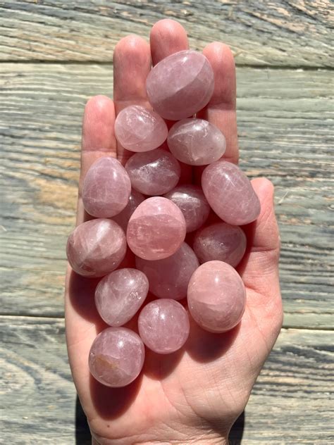 Rose Quartz Tumbled Stones Polished Etsy