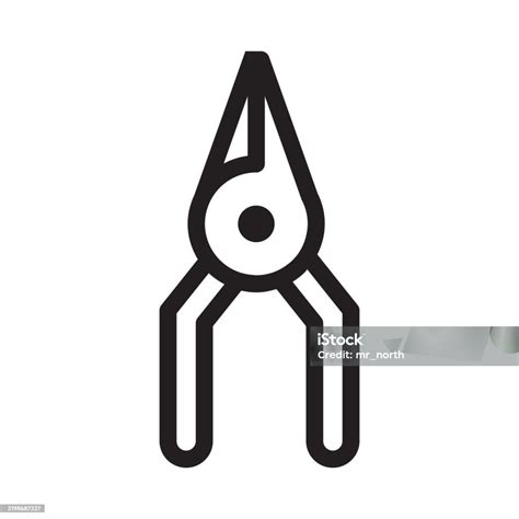 가는 선 스타일의 펜치 아이콘입니다 벡터 일러스트 레이 션 그래픽 디자인 0명에 대한 스톡 벡터 아트 및 기타 이미지 0명 고립 색상 디자인 요소 Istock