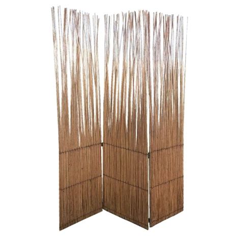 69 Inch Brown Wood And Metal 3 Panel Folding Room Divider Screen Foter