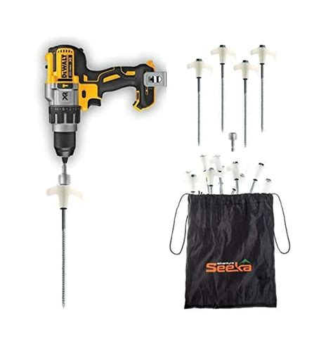 Adventure Seeka 15팩 매우 튼튼한 스레드 텐트 말뚝 나사 야광 그라운드 앵커 페그 육각 헤드 드라이버 및