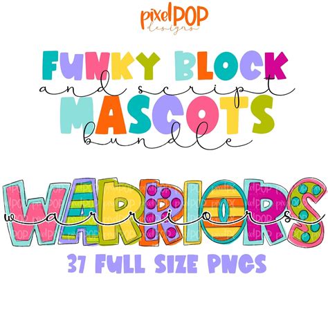 funky block script mascots bundle 37 designs