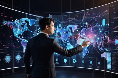 Premium Photo A Businessman Harnessing Ai Big Data Digital Neural Networks To Analyze