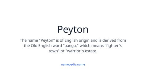 Peyton Meaning Nicknames Origins And More Namepedia