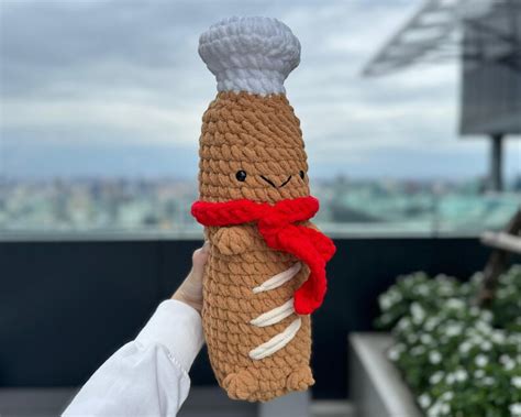Low Sew Bread Crochet Pattern Baguette In A Chefs Costume Amigurumi