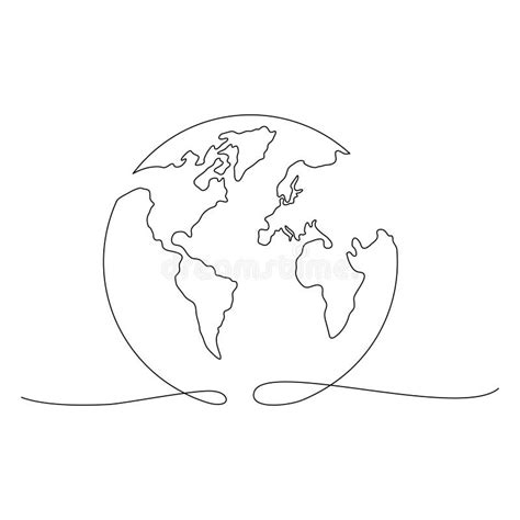 世界地图一线艺术 库存例证 插画 包括有 线路 地理 投反对票 大陆 欧洲 例证 全球 持续 257297464