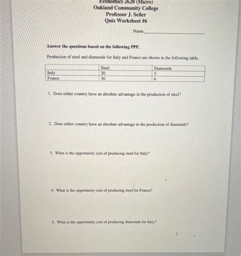 Solved Answer The Questions Based On The Following Ppf