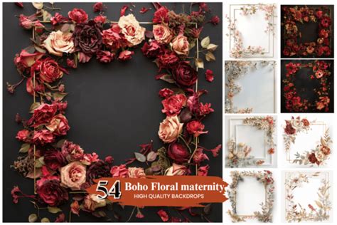 Boho Floral Frame Digital Backdrop Graphic By Mr Designer · Creative Fabrica