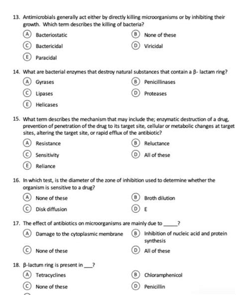 Solved 13 Antimicrobials Generally Act Either By Directly