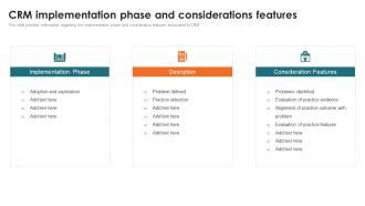 CRM Implementation Phase And Considerations Customer Relationship Management Toolkit PPT