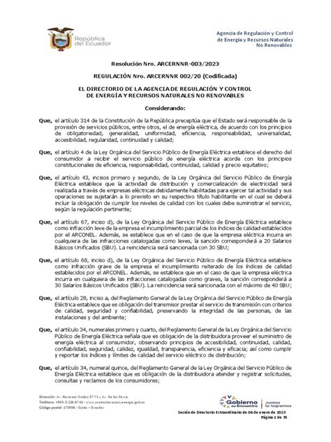 Anexo 003 2023 Codificacion Regulacion 002 20 Rev De Signed Pdf Ingenieria Eléctrica