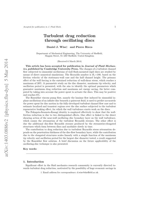 Pdf Turbulent Drag Reduction Through Rotating Discs