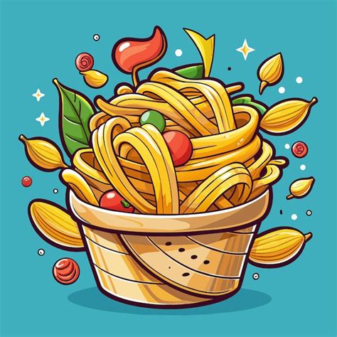 Premium Vector A Cartoon Drawing Of A Bowl Of Spaghetti And Pasta
