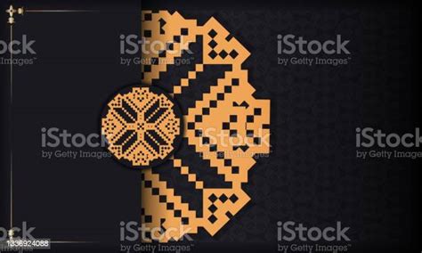 고급스러운 패턴의 엽서 인쇄 디자인을위한 템플릿 슬로베니아 장식과 텍스트와 로고를위한 장소와 검은 벡터 배너 0명에 대한 스톡 벡터 아트 및 기타 이미지 Istock