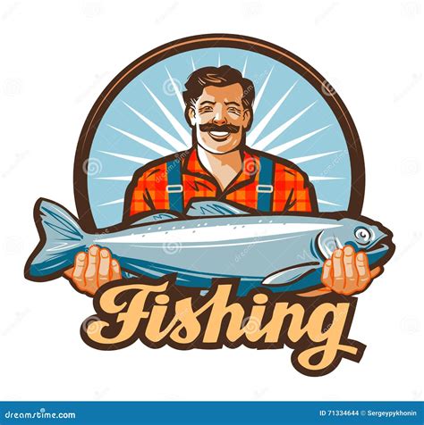 Fishing Vector Logo Fisherman Fish Icon Stock Vector Illustration