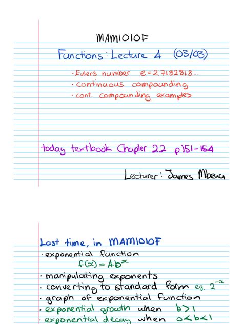 Lecture 4 Continuous Compounding Pdf Exponential Function Logarithm
