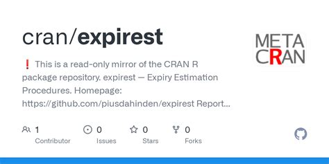 Github Cranexpirest Exclamation This Is A Read Only Mirror Of The Cran R Package