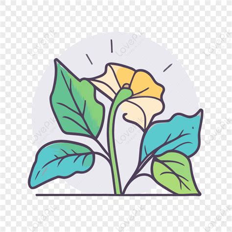 Bulaklak Na May Mga Dahon At Stem Vectormga Kulay Pasteldahon Ng