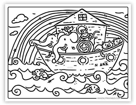 Noahs Ark Rainbow Coloring Page Printable