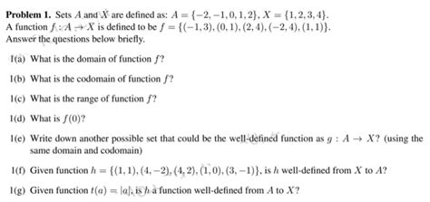 Solved Problem 1 Sets A And X Are Defined As A A Function Chegg Com