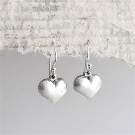Sterling Silver Dangly Love Heart Earrings By Martha Jackson Sterling