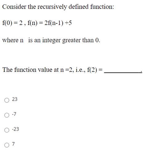 solved consider the recursively defined function f 0 2