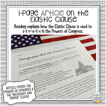 Powers Of Congress The Elastic Clause Article Matching For Civics
