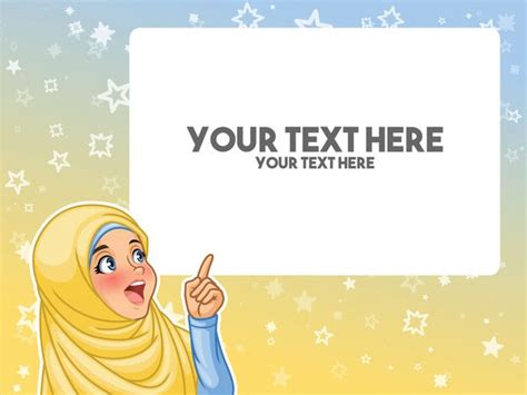 زن جوان مسلمان با حجاب حجاب لبخند با نشانه خوشامدگویی دست با هم طراحی شخصیت کارتونی در برابر پس