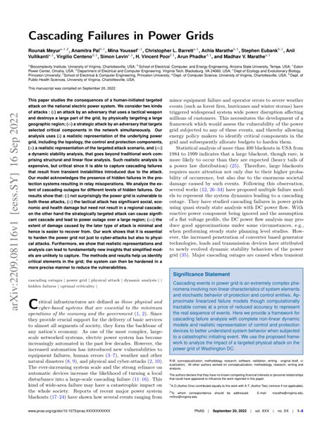 PDF Cascading Failures In Power Grids
