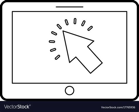 Tablet With Cursor Button Digital Technology Vector Image
