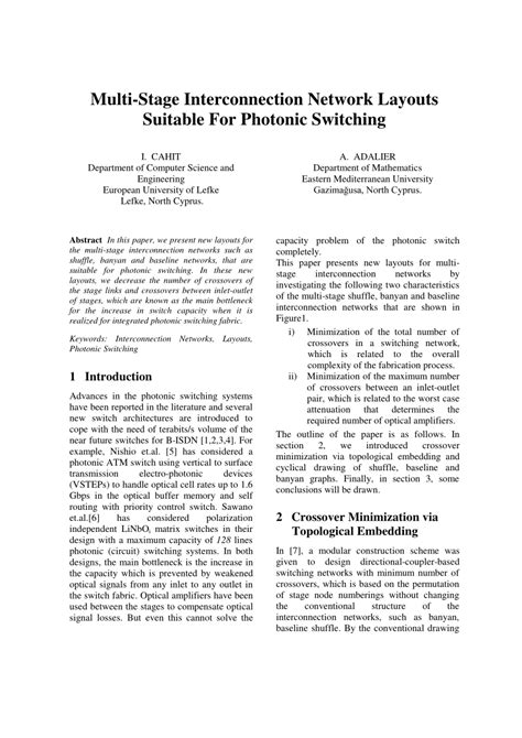 Pdf New Layouts For Multi Stage Interconnection Networks