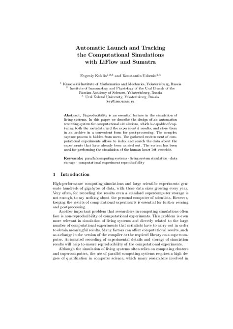 Pdf Automatic Launch And Tracking The Computational Simulations With Liflow And Sumatra
