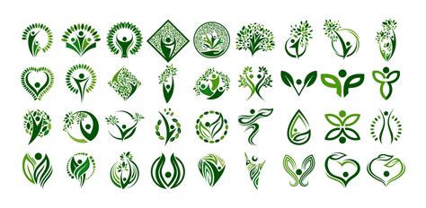 Abstract Human Tree Leaf Logo Design Set 53773786 Vector Art At Vecteezy
