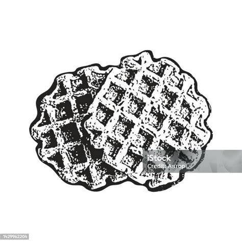 그런 지 질감 와플 아이콘은 흰색 배경에 고립되어 있습니다 심플한 플랫 블랙 엠블럼 베이커리 로고 디자인 요소 음식 스케치 와플에 대한 스톡 벡터 아트 및 기타 이미지