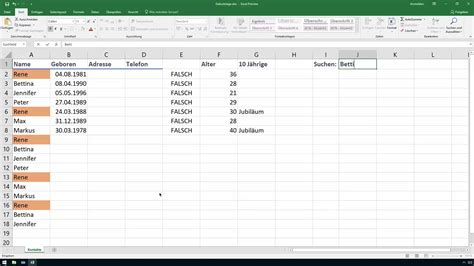 Interaktion In Excel Suchfeld Nutzen