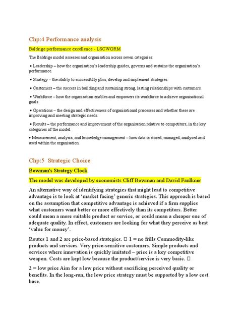 Assessing Organizational Performance Using The Baldrige Model Pdf Strategic Management Risk